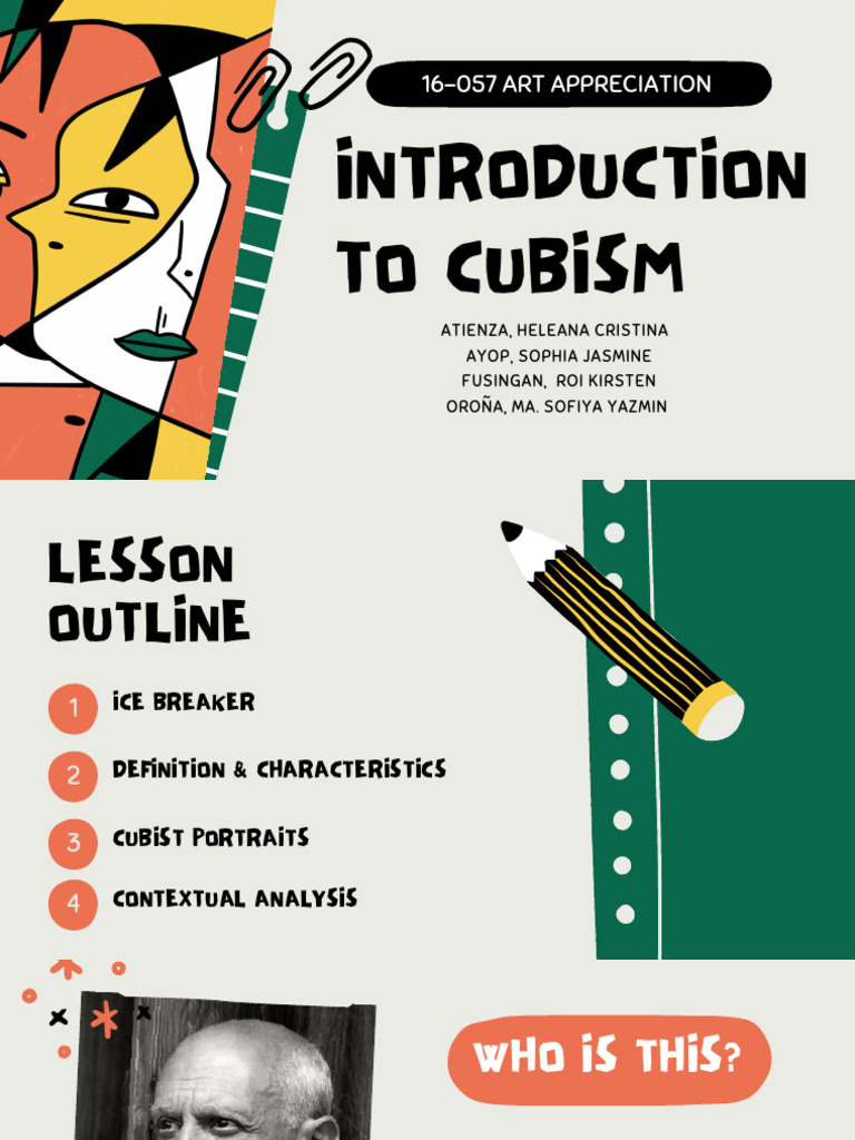 Introduction To Cubism Education Presentation in Grey Orange Blue Hand Drawn Textured Style ...
