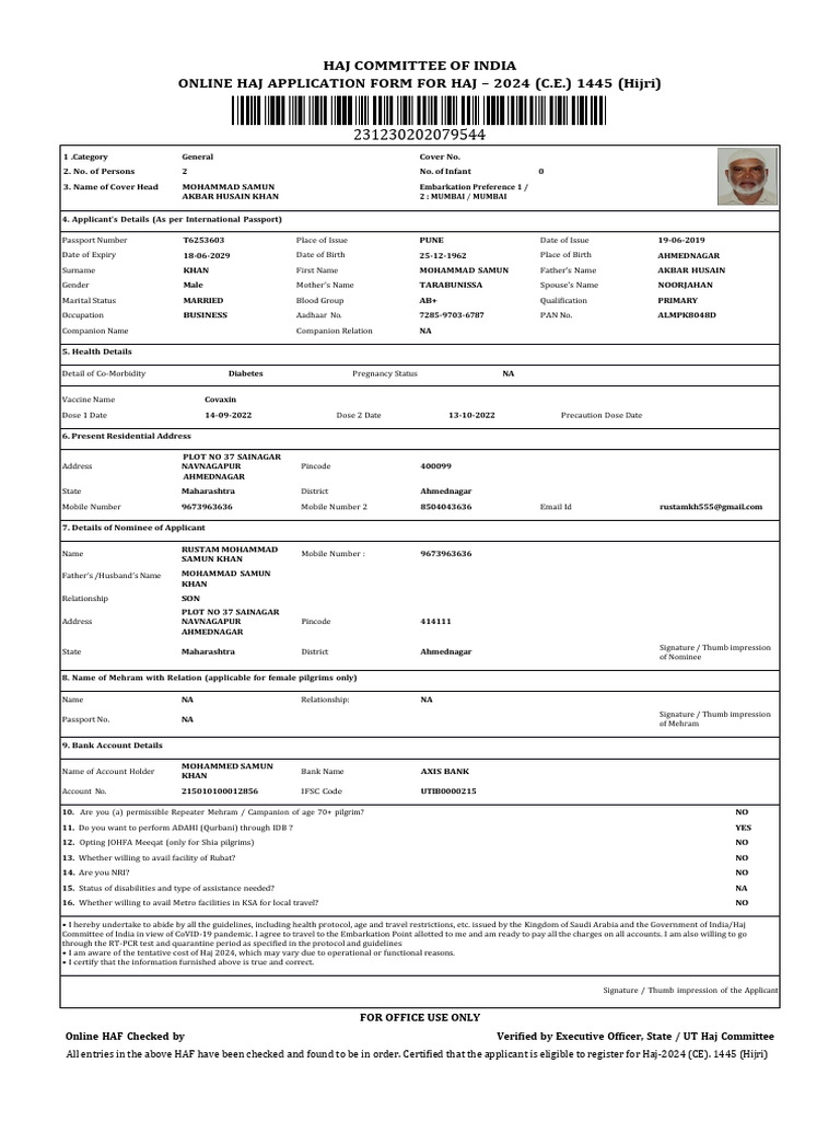 Haj App Form | PDF | Hajj | Saudi Arabia