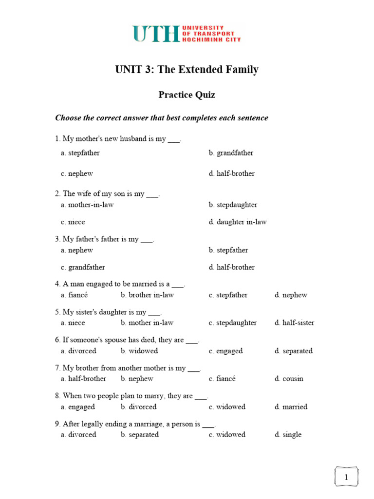 B2.2 - Unit 3 - Practice Quiz | PDF | Kinship And Descent | Family