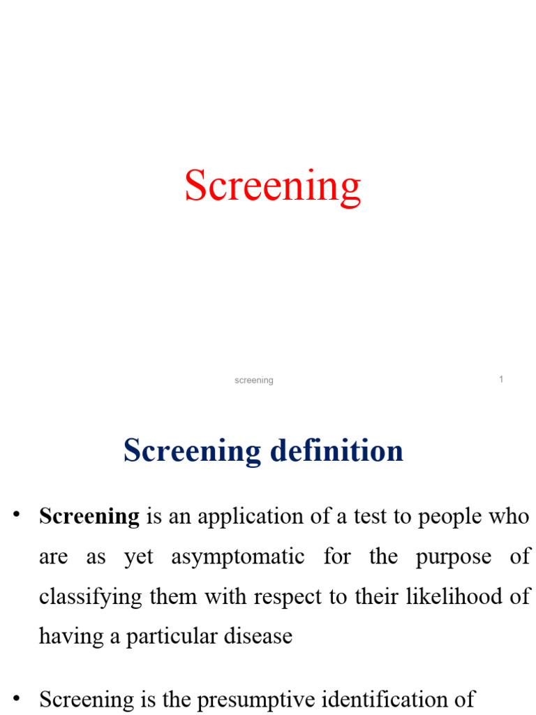 3 Screening | PDF | Sensitivity And Specificity | Screening (Medicine)
