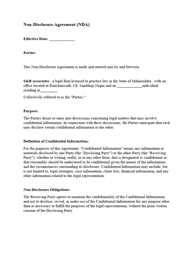 Non Disclosure aGREEMENT - Mnlua | PDF | Non Disclosure Agreement ...