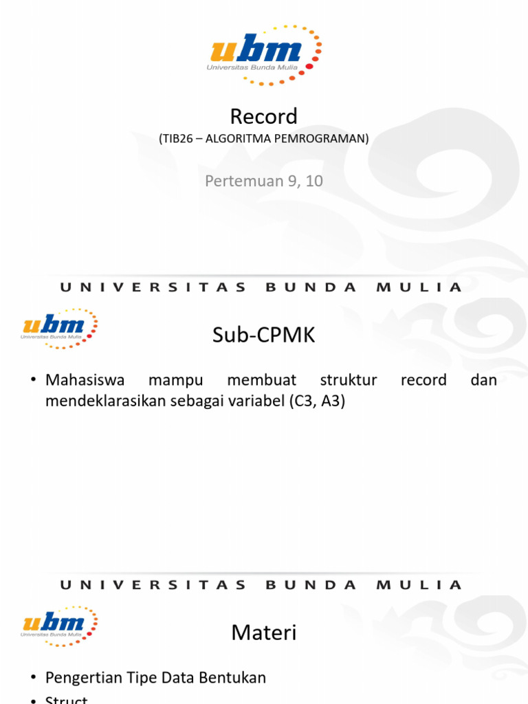 Algoritma dan Pemrograman: Record | PDF