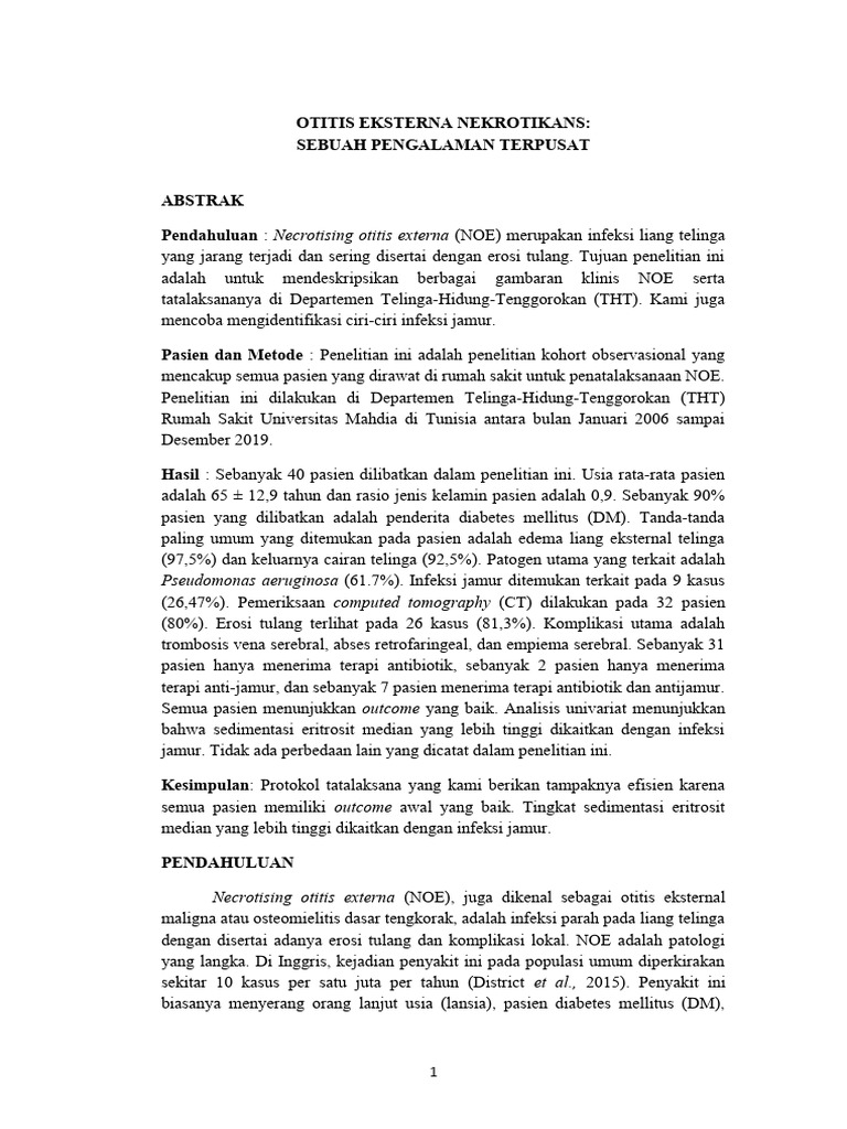 Otitis Eksterna Maligna | PDF