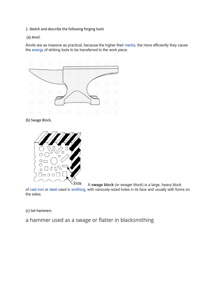 Swage Block and Forging Tools Overview | PDF | Technology & Engineering