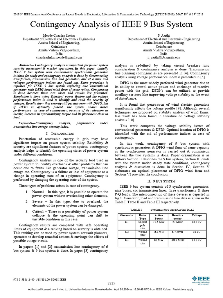 Contingency_Analysis_of_IEEE_9_Bus_System | PDF | Electric Power ... Contingency_Analysis_of_IEEE_9_Bus_System | PDF | Electric Power ...