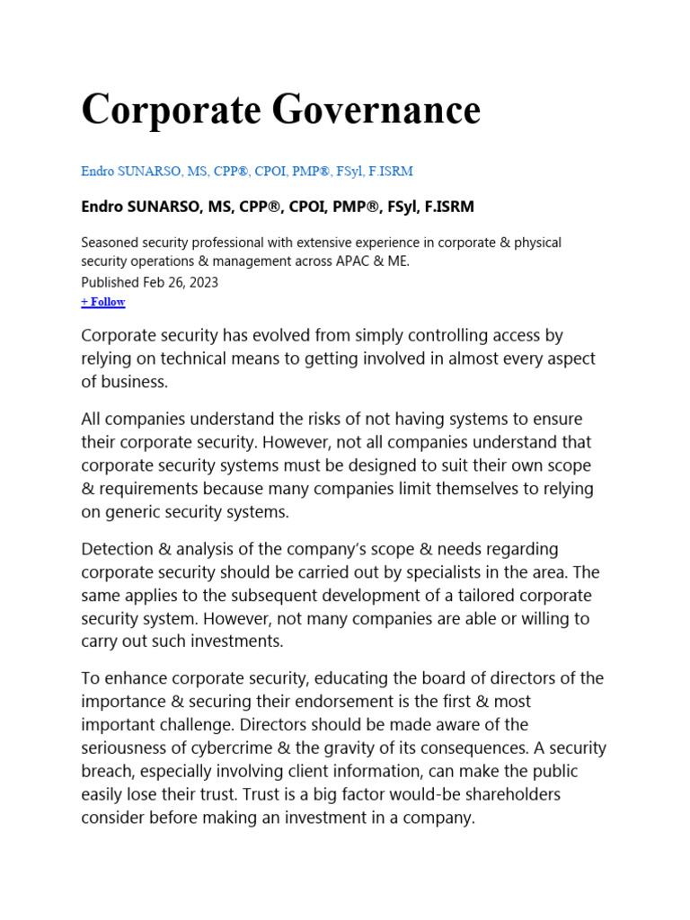 Corporate Governance | PDF | Corporate Governance | Governance