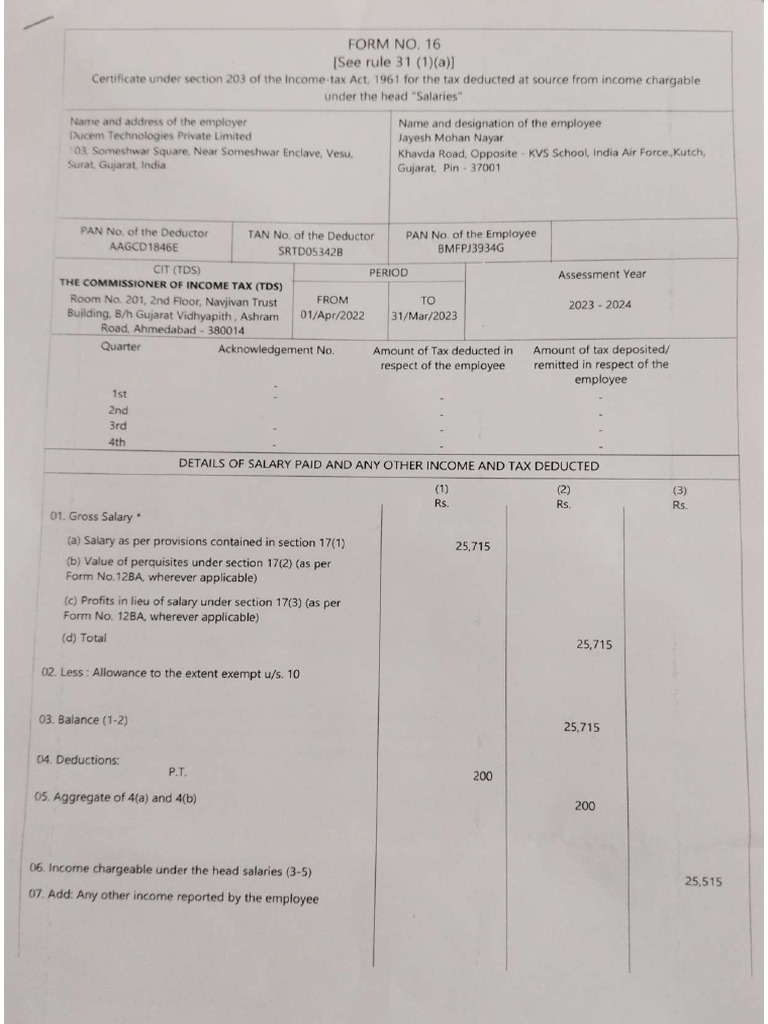 Ducem Form 16 | PDF