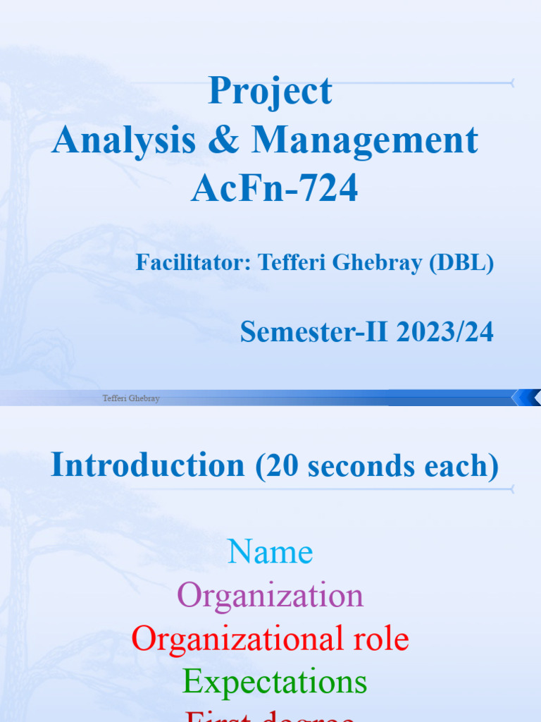 Project Analysis and Management - Introduction - 09-03-24 | PDF ...