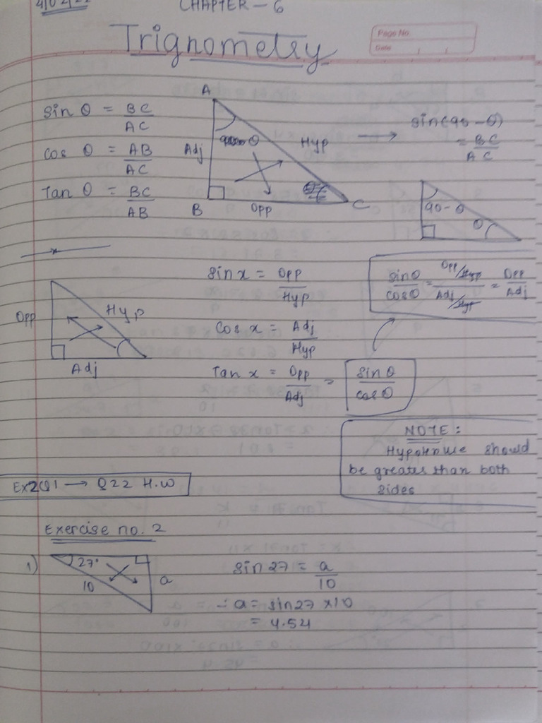 Trignometry School Notes - IGCSE | PDF