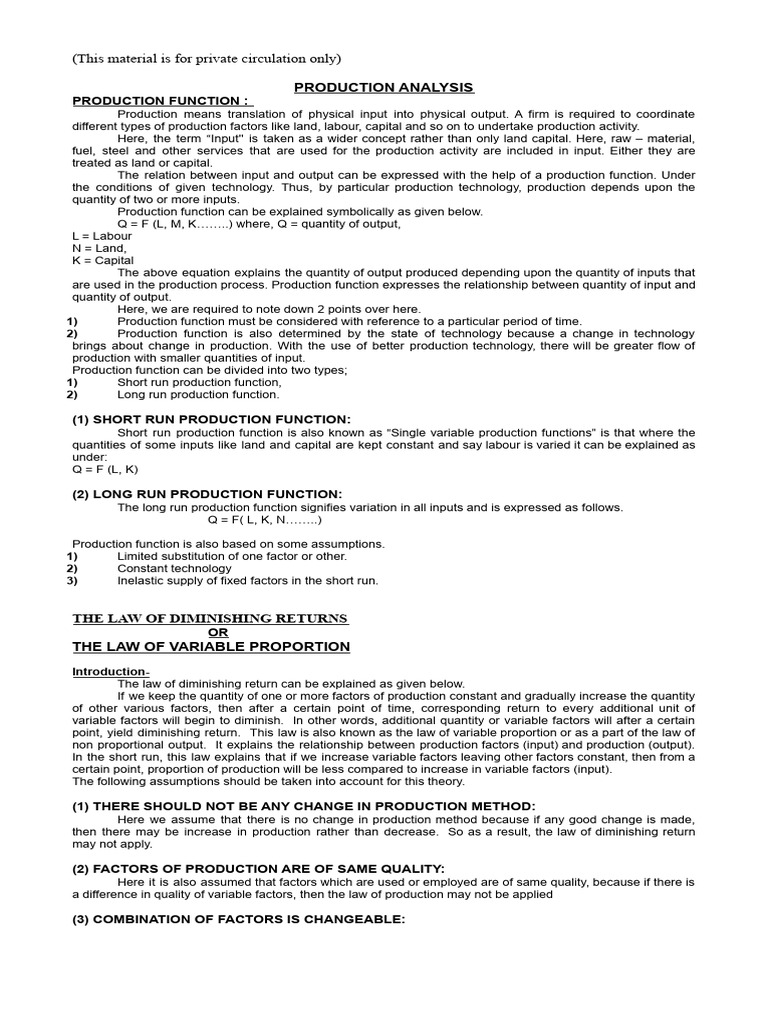 Production Analysis | PDF | Production Function | Labour Economics