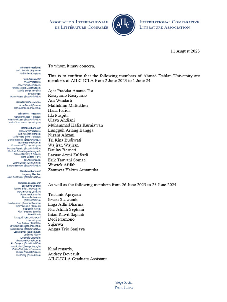 ICLA Membership Confirmation Letter | PDF