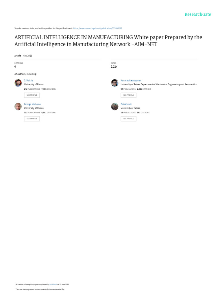 AIM NET Artificial Intelligence in Manufacturing White Paper | PDF ...