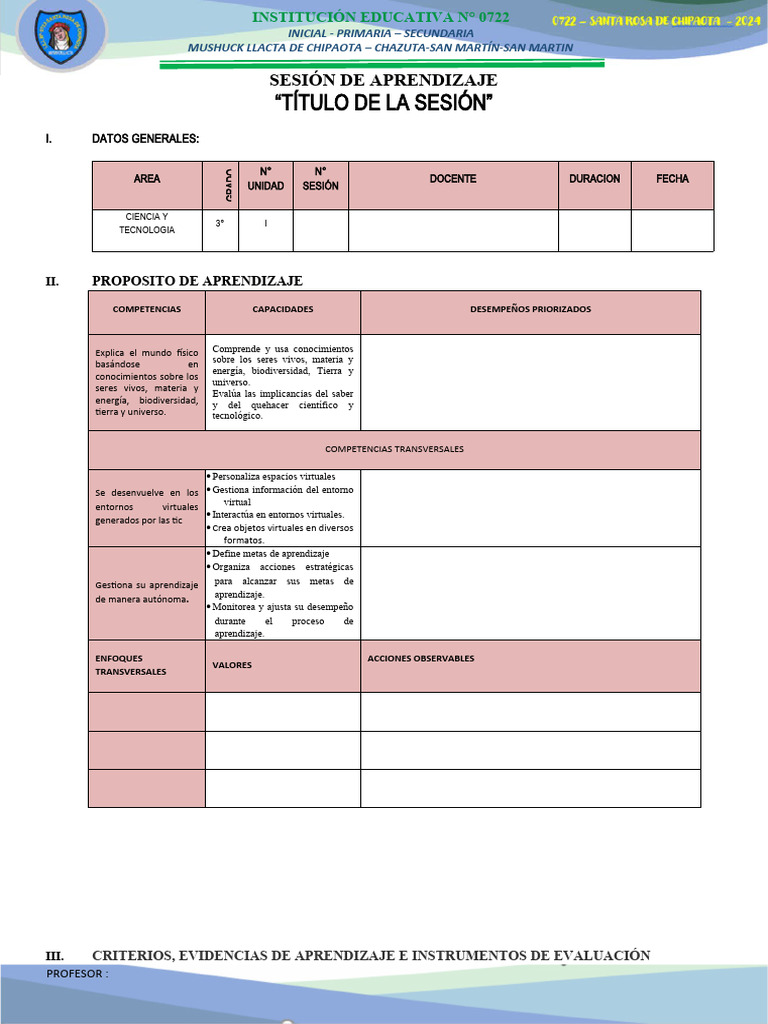 Sesion de Aprendizaje | PDF | Aprendizaje | Maestros