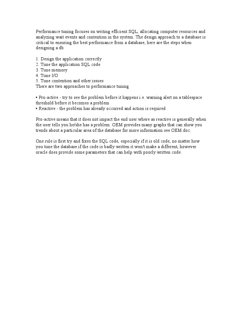 Performance Tuning Focuses On Writing Efficient SQL | PDF