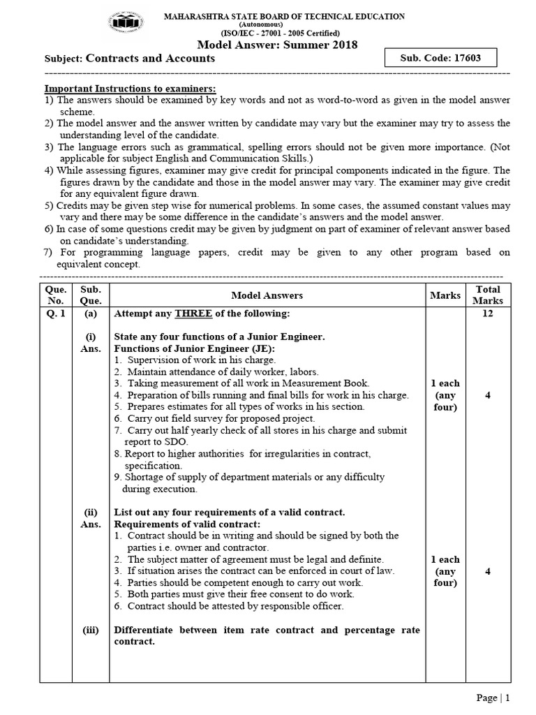 17603 2018 Summer Model Answer Paper Pdf Specification Technical