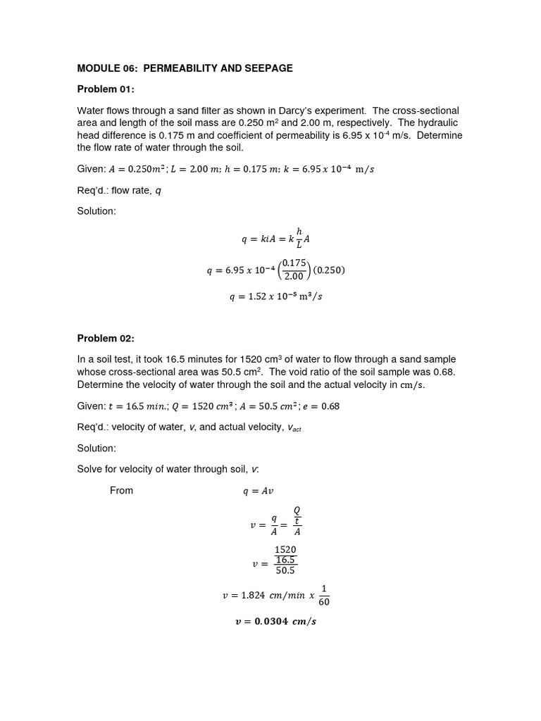 Module 6 - Problems | Download Free PDF | Soil Mechanics | Soil