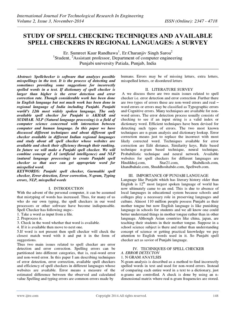 Study of Spell Checking Techniques and A | PDF | Computer Science | Computer Programming