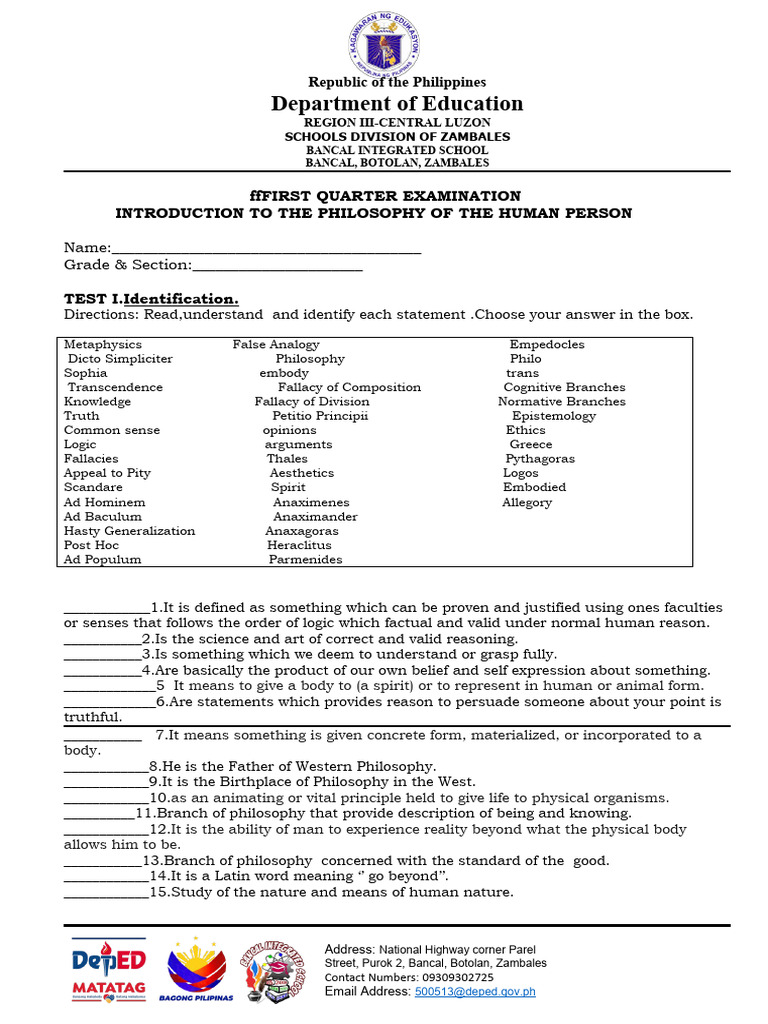 Philosophy Exam Questions 2024 | PDF | Argument | Logic