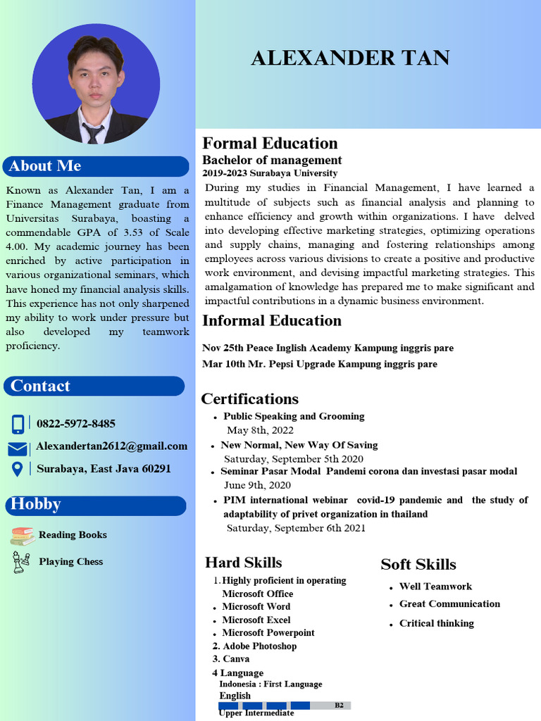 Alexander Tan_Cv revisi | PDF | Human Communication | Business