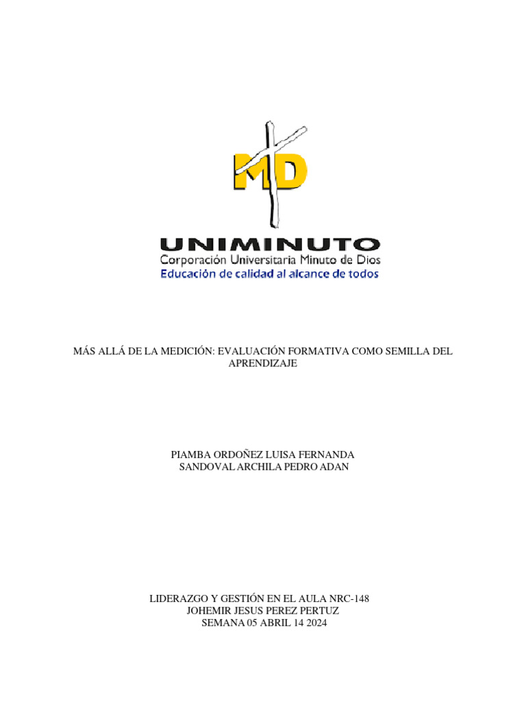 Piamba Sandoval Luisa Pedro Ensayo | PDF | Evaluación | Enseñando