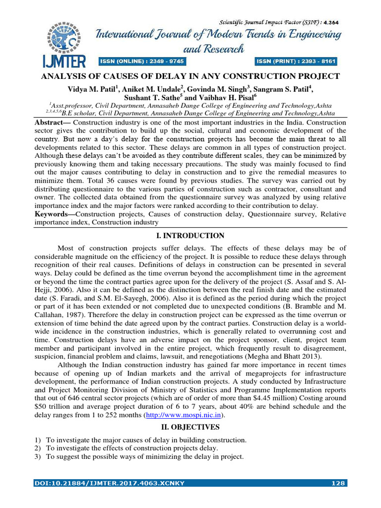 Causes of Delay in Construction Projects | PDF | Survey Methodology ...