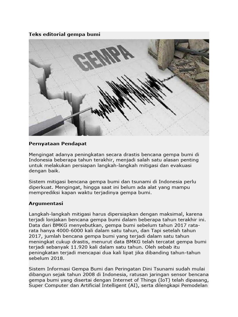 Teks Editorial Gempa Bumi | PDF