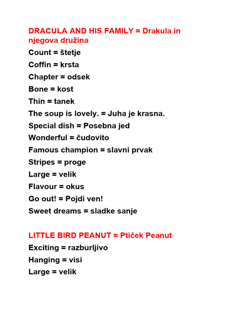 ENGLISH - Words in Slovene in English | PDF