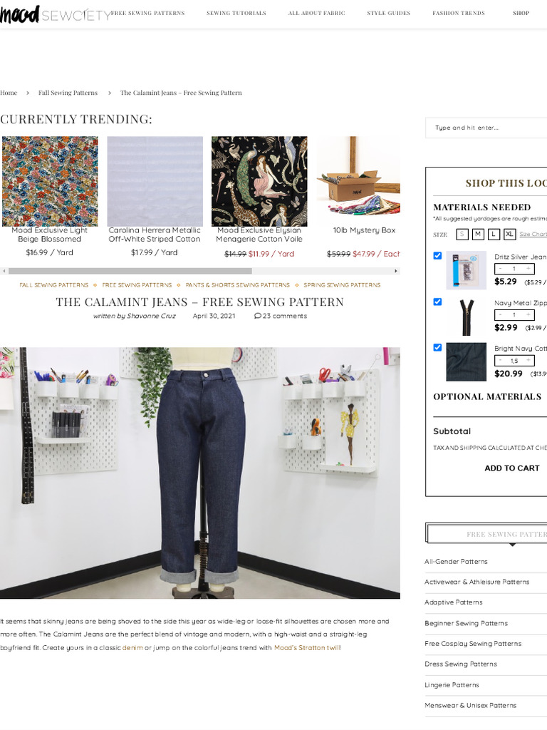 The Calamint Jeans - Free Sewing Pattern | PDF | Seam (Sewing) | Sewing