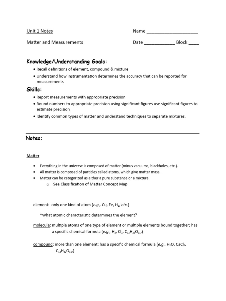 Matter, Measurements, and Mixture Separation | PDF | Chromatography ...