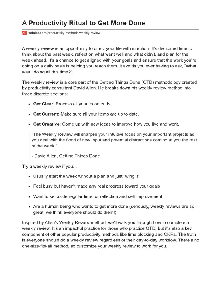 A Productivity Ritual To Get More Done | PDF