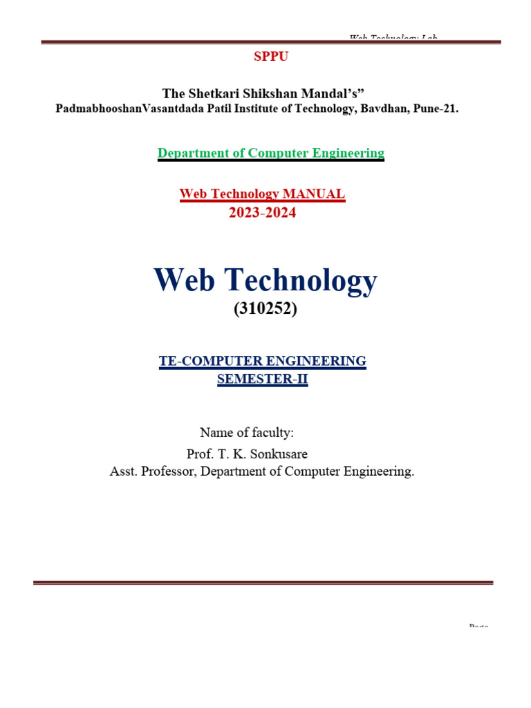 WT Lab Manual 23-24 NEW | PDF | Html | Html Element
