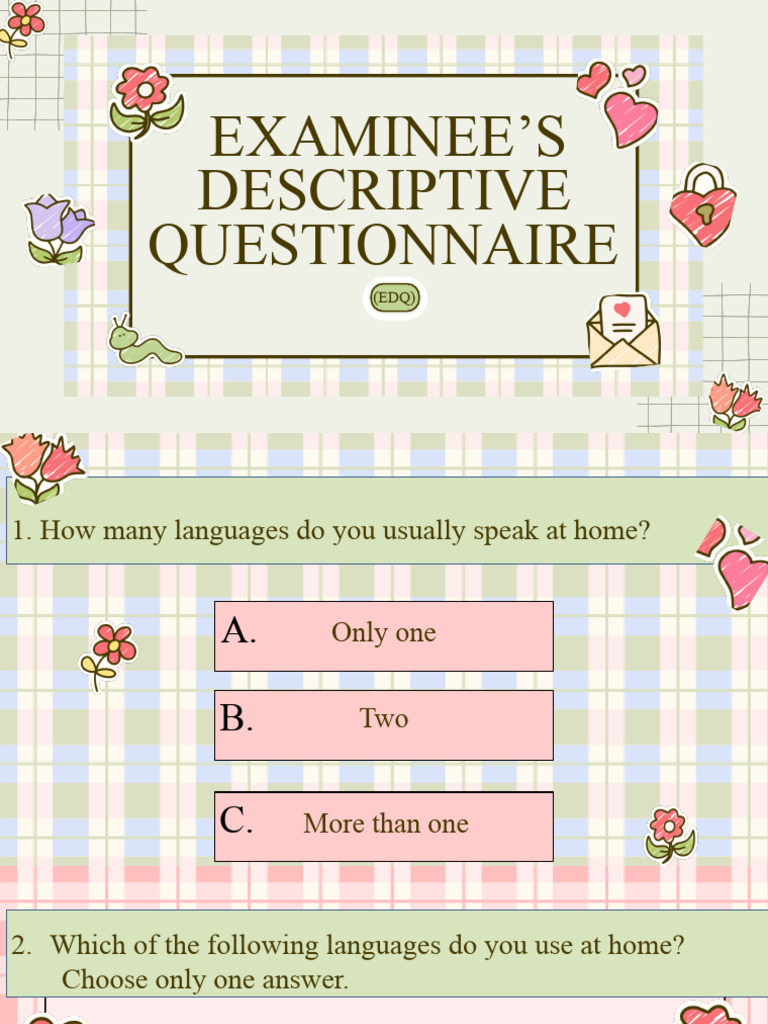 Examinee'S Descriptive Questionnaire | PDF | Human Communication