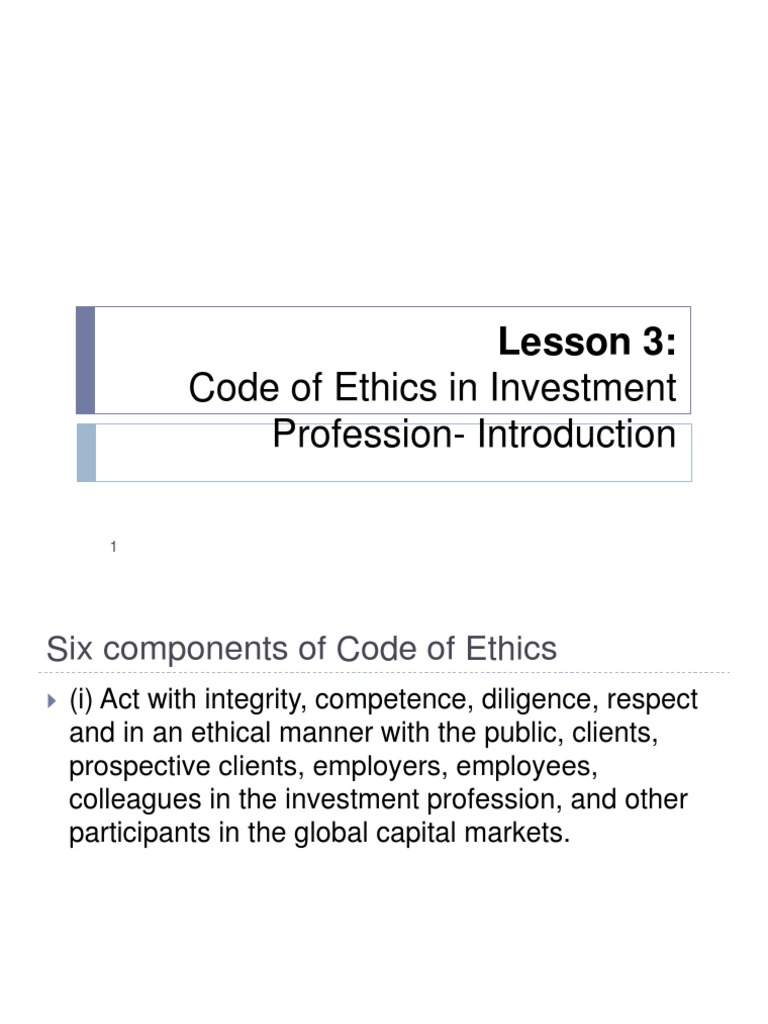 Code of Ethics and Standards of Professional Conduct | Financial ...