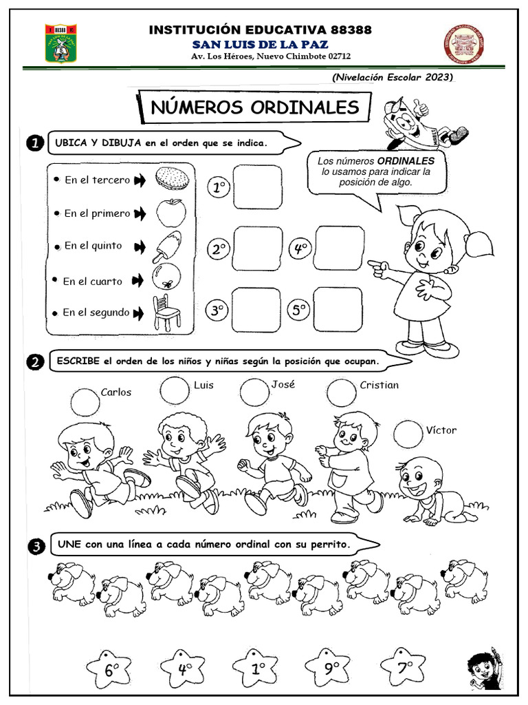 Ejercicios de Números Ordinales 2° Grado | PDF