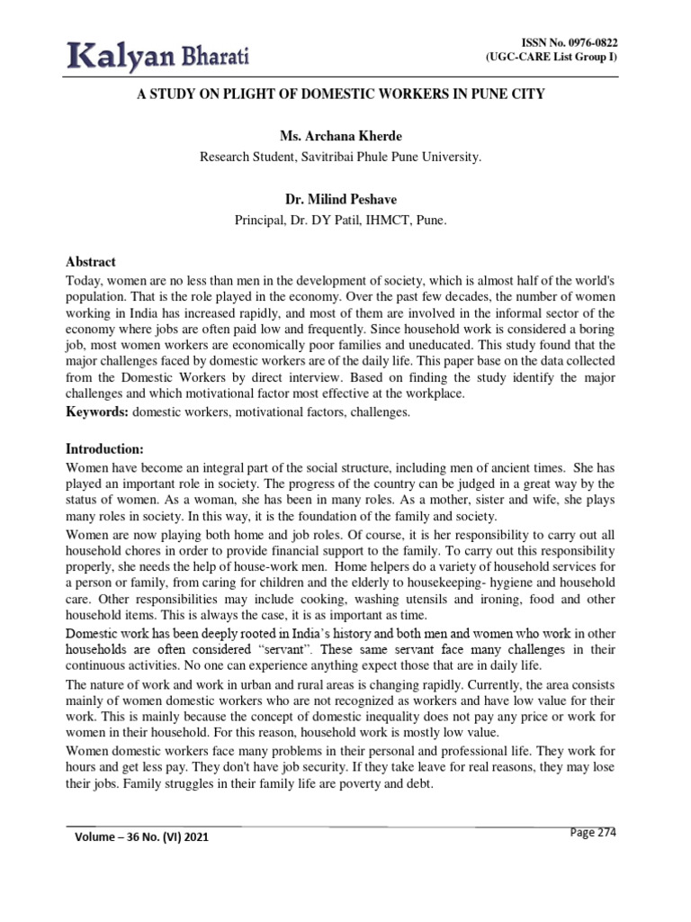 Domestic Workers in Pune City | PDF | Domestic Worker | Employment