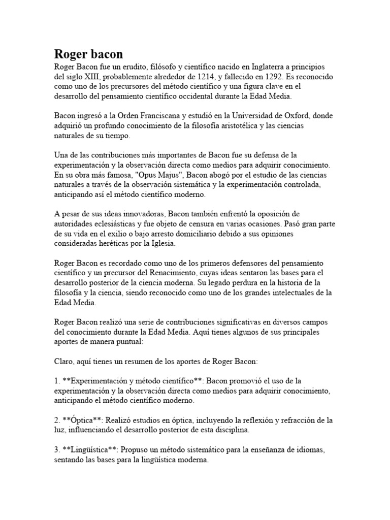 Roger Bacon | PDF | Alquimia | Francis Bacon