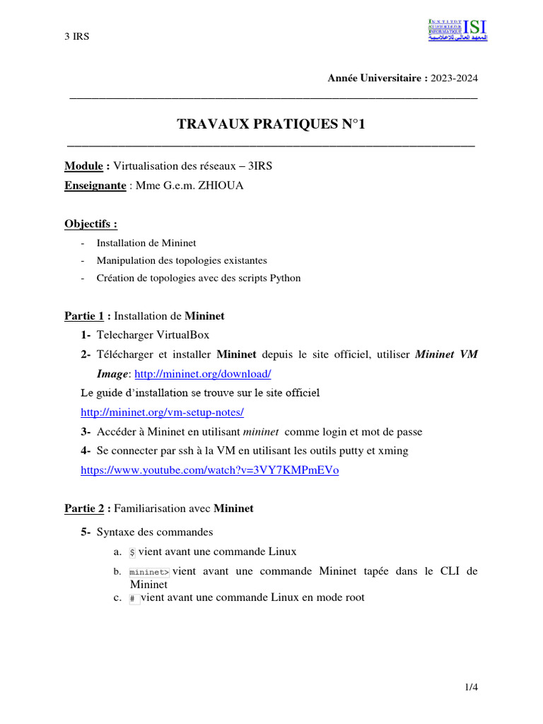 TP1-Intro Mininet | PDF | Interface en ligne de commande | Sudo