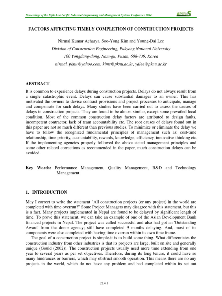 Factors Affecting Timely Completion of C | PDF | Concrete | Nepal