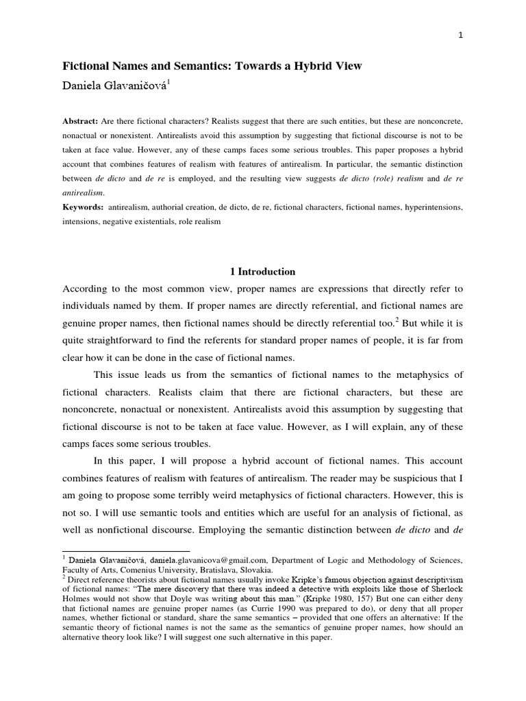 Fictional Names and Semantics Towards A | PDF | Existence | Sherlock Holmes