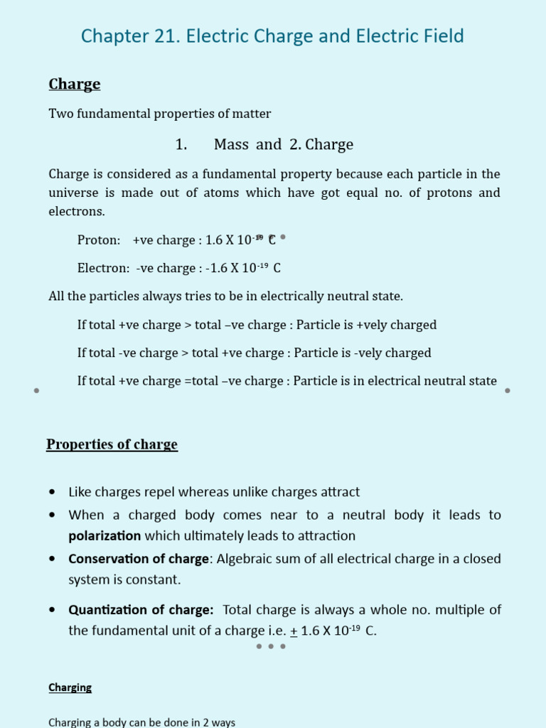 Chapter 21-Electric Charge and Electric Fields | PDF | Electric Charge ...