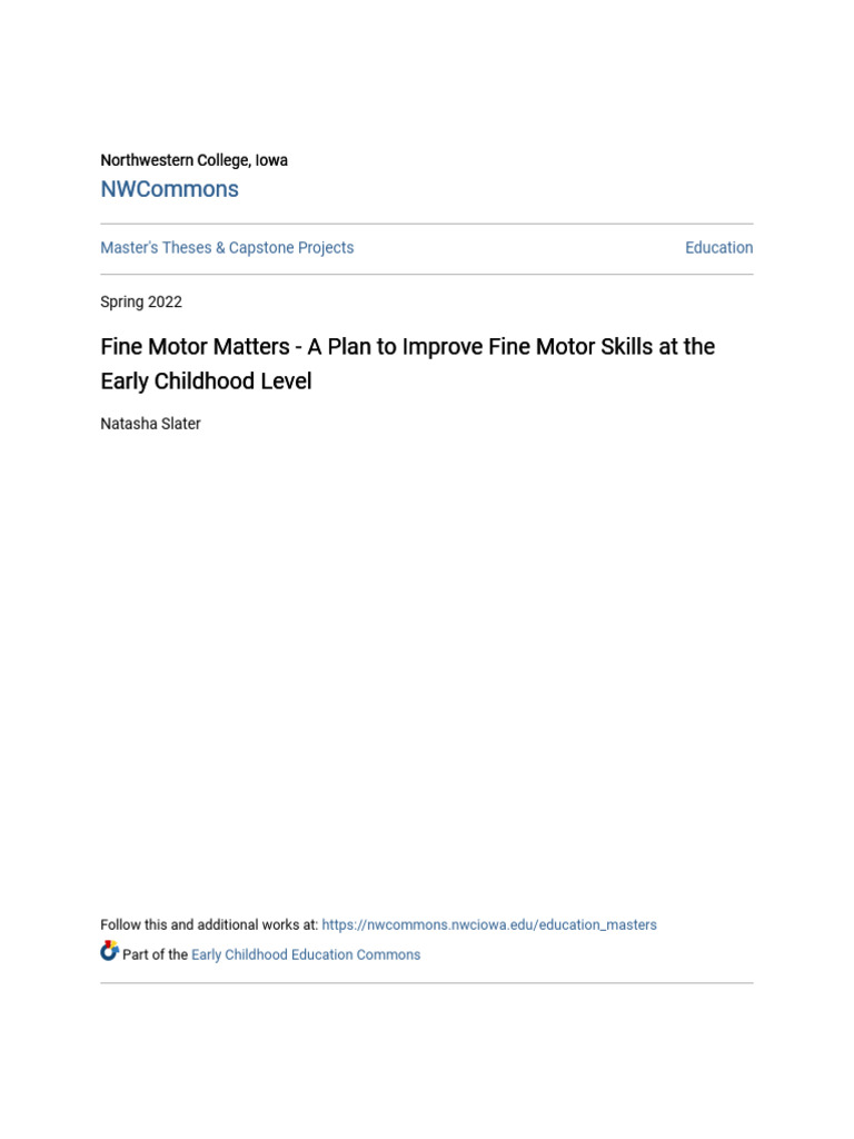 Fine Motor Matters - A Plan To Improve Fine Motor Skills at The E | PDF ...