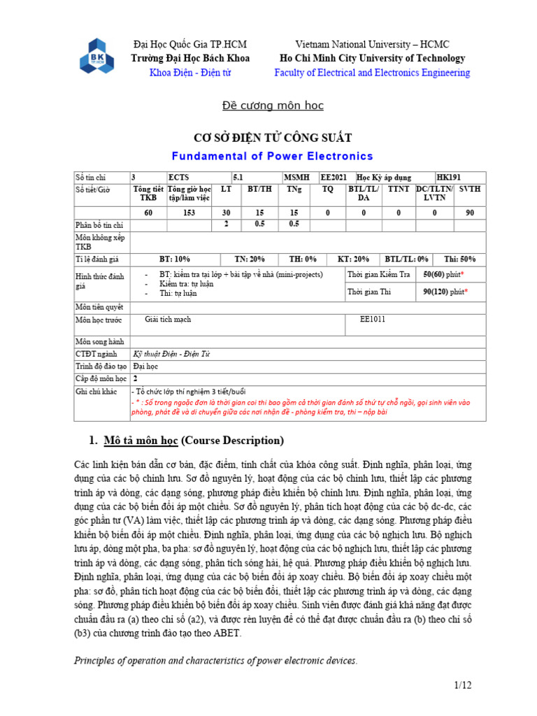 DCMH Dien Tu Cong Suat | PDF