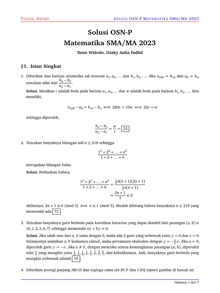 Solusi Osp Sma 2023 | PDF