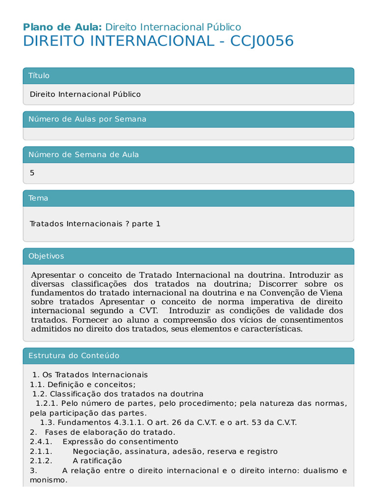 AULA 5 Caso Concreto Direito Internacional | PDF | Tratado | Direito Internacional