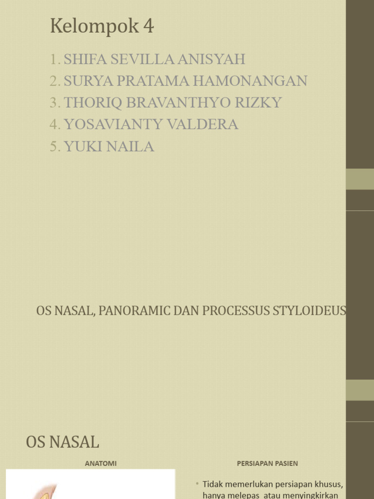 PPT (Nasal, Panoramic, Prc. Styloideus) - 1 | PDF
