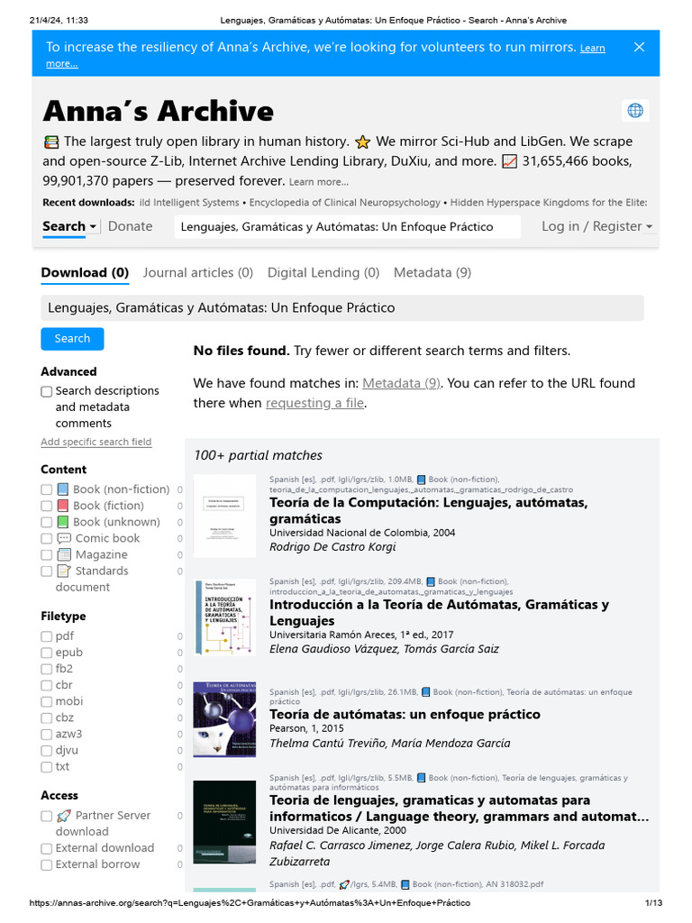 Lenguajes, Gramáticas y Autómatas - Un Enfoque Práctico - Search - Anna's Archive | PDF ...