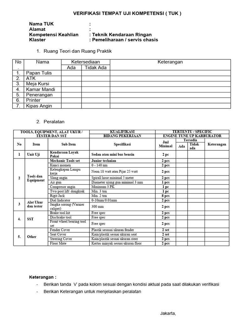 VERIFIKASI TUK TKR | PDF