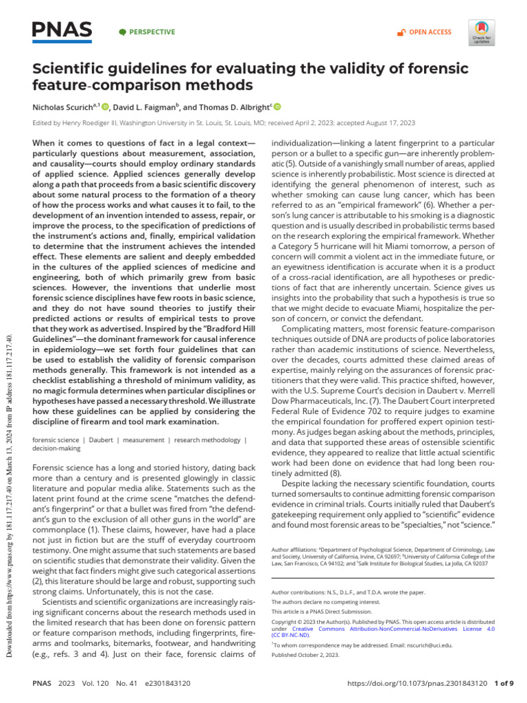 Scurich Et Al 2023 Scientific Guidelines For Evaluating The Validity of ...