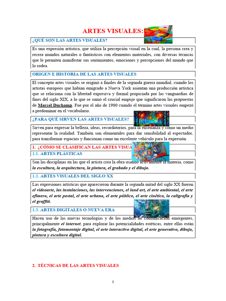 FICHAS DE ARTE 2° | PDF | Dibujo | Pinturas