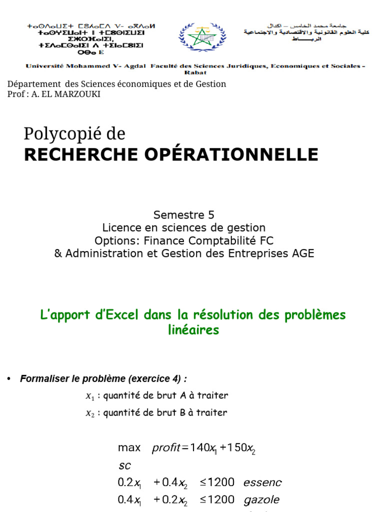 3 AGE 2023 2024 PL Simplexe | PDF | Optimisation mathématique | Optimisation linéaire
